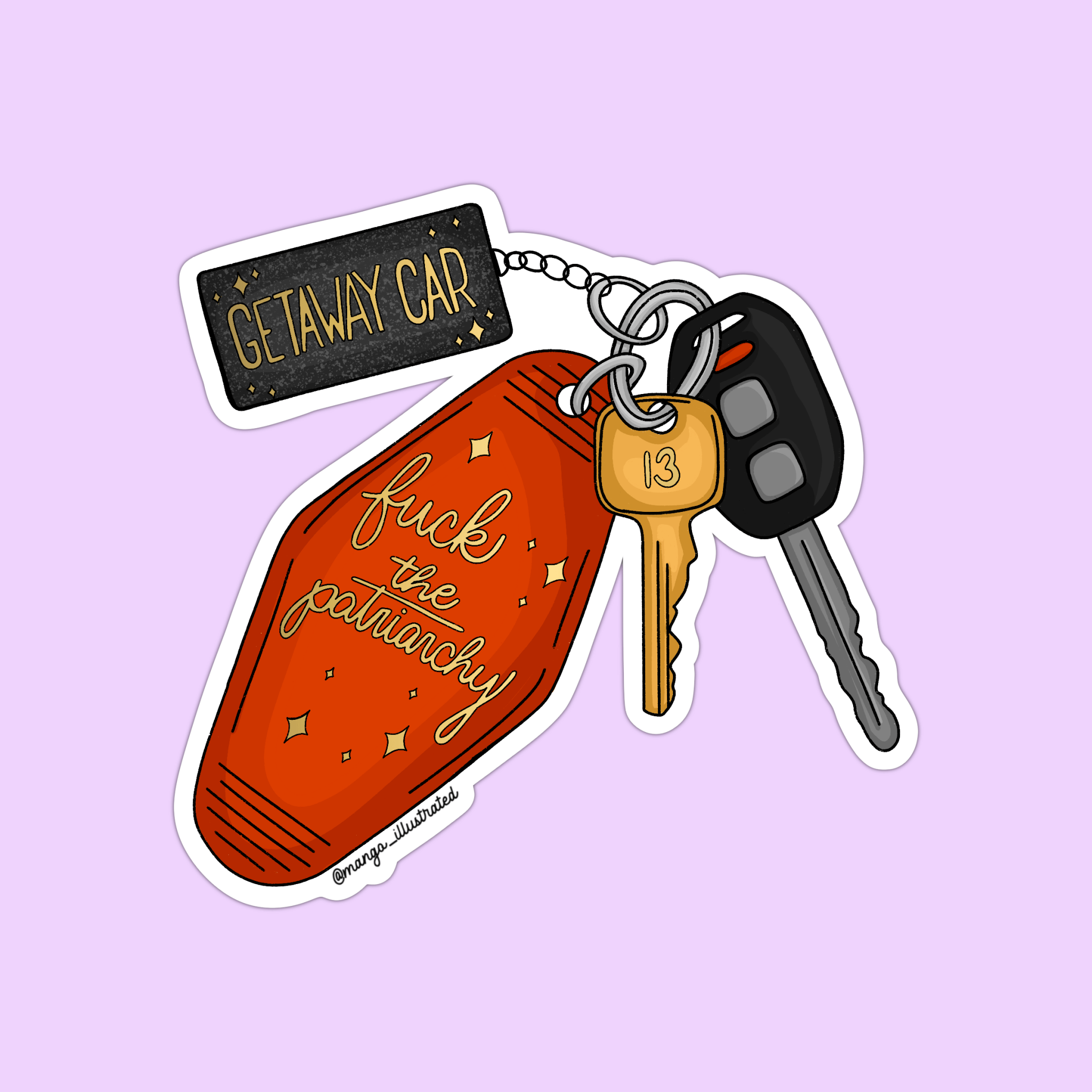 F the Patriarchy Getaway Car Keychain Sticker – Seventh Shelf